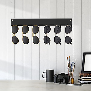 Bigfety Hanging Sunglasses Wall Organizer, Glasses Organizer Wall for Display, Acrylic Multiple Eyeglasses Wall Rack 3 Pack, Black