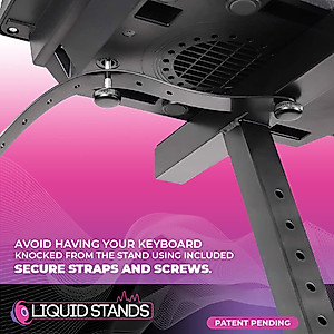 Liquid Stands Keyboard Stand w/ Wheels - Black Z Style Adjustable & Portable Professional Heavy Duty Digital Piano Stand - Fits 54-88 Key Electric Pianos - Sturdy Rolling Musical Keyboard Stand