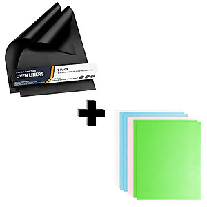 2 Pack Oven Liners and 8 Pack Refrigerator Liners Sheet Bundle - Say Goodbye to Messy Spills and Stains BPA & PFOA Free Kitchen Accessories