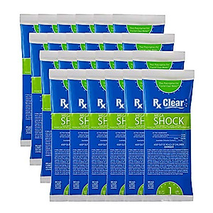 Rx Clear Mega Shock | 73% Calcium Hypochlorite | Kills Algae in Swimming Pools | Works As Pool Sanitizer Clarifier and Algicide | One Pound Bags | 24 Pack
