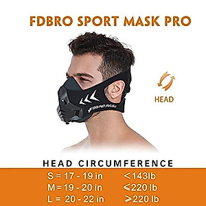 FDBRO Sports Mask 12 Breathing Levels Pro Workout Mask for Fitness,Running,Resistance,Cardio,Endurance Mask for Fitness Sport Mask (Black, M)