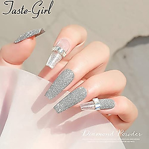 Holographic Nail Glitter, Sparkling Diamond Nail Powder Laser Silver Reflective Extra Fine Nail Glitter Dust for Acrylic Nail Art Decorations