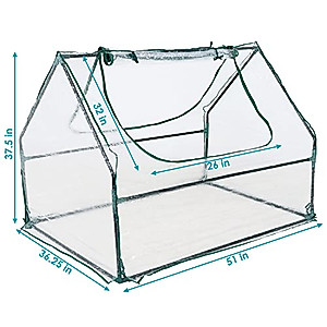 Sunnydaze Outdoor Portable Mini Greenhouse Tent with 2 Zippered Side Doors and Steel Tube Frame - Clear - 4' x 3'