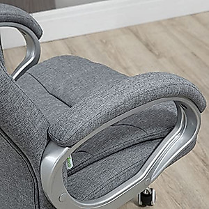 Vinsetto High Back Home Office Chair Executive Computer Chair with Adjustable Height, Upholstered Thick Padding Headrest and Armrest - Grey