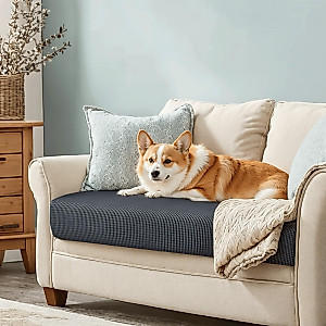 CHUN YI Stretch Loveseat Couch Cushion Cover Suitable for 2 Settee, Sofa Seat Slipcover with Spandex Jacquard Fabric(Medium,Grey)