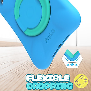 PEPKOO Kids Case for Apple iPad 9th 8th 7th Generation 10.2 inch 2021 2020 2019 – Lightweight Flexible Shockproof, Folding Handle Stand, Full Body Boy Girl Cover , Blue Mint