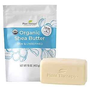 Plant Therapy Organic African Shea Butter Raw, Unrefined USDA Certified16 ounce Bar 100% Pure, Natural Moisturizer For Dry, Cracked Skin, Best for DIY