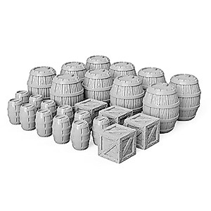 3DEGOS Barrels and Crates Set DND Terrain 28mm for Dungeons and Dragons, D&D, Pathfinder, Warhammer 40k, RPG, Miniatures, Age of Sigmar, Tabletop, D and D, Dungeons and Dragons Gifts
