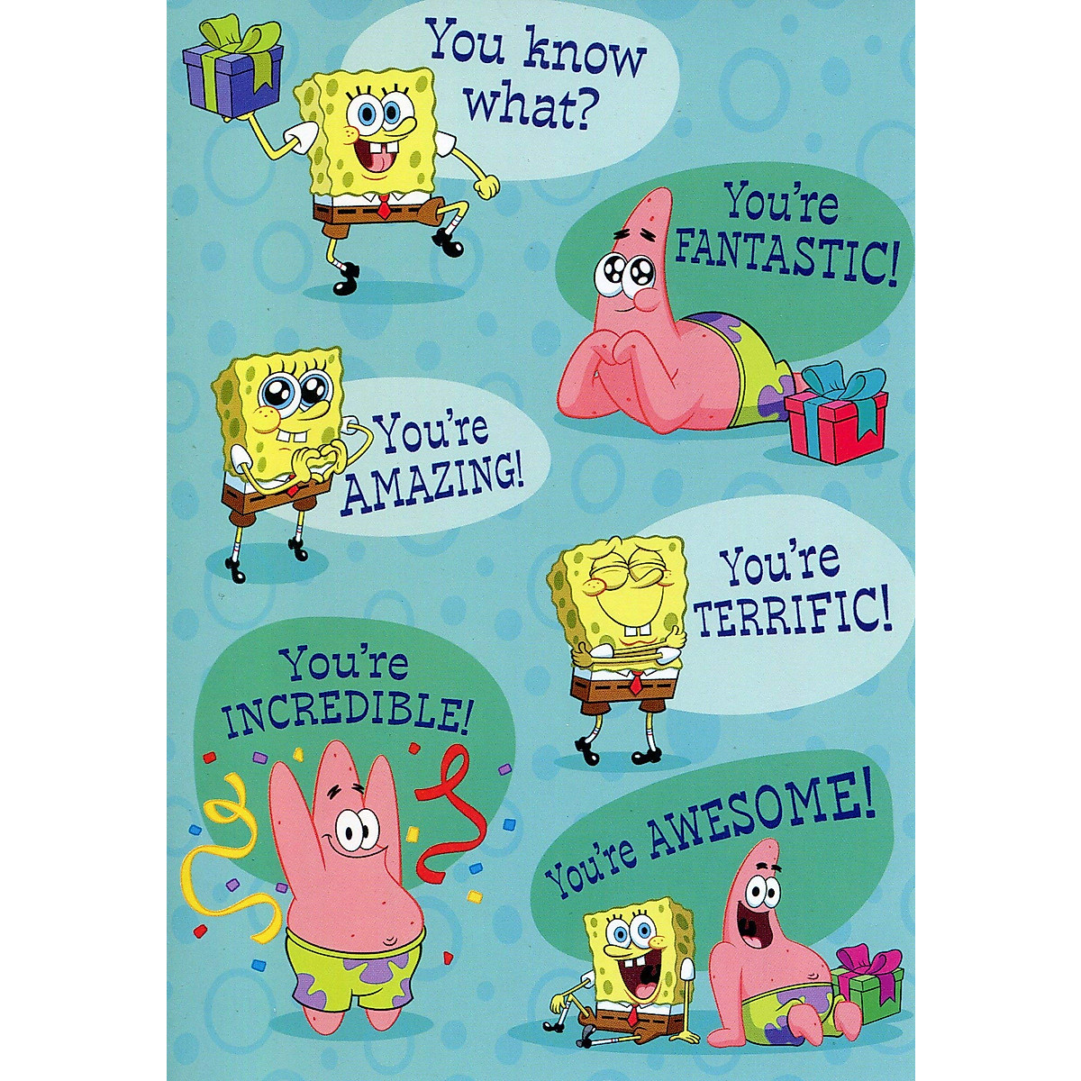 Greeting Card Birthday SpongeBob you know what?, you're fantastic, you're amazing....