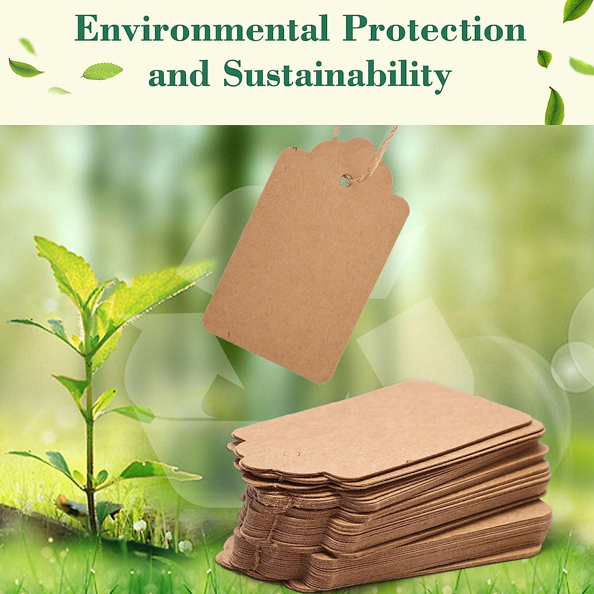 100pcs Kraft Paper Gift Tags with String, Blank Gift Bags Tags Price Tags(Brown)