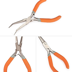 SIDAZON Fish Bone Pliers/Tweezers 6 Inches Bent nose pliers Curved Stainless Steel With Non-Slip Grip