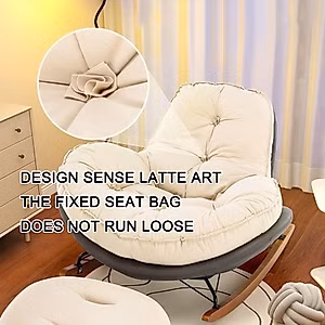 HARELA Outdoor Patio Rocking Chair, Padded Cushion Rocker Recliner Chair, Patio Rocker Recliner Chair for Balcony Front Porch Garden Living Room, Modern Lounge Chair (Color : Gray)