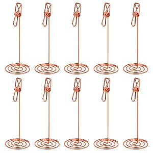 Muka 10pcs Place Card Holders, 6 Inch Fish-Shape Spring Steel Wire Clamp Photo Clips (Rose Gold)