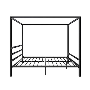 DHP Modern Metal Canopy Platform Bed with Minimalist Headboard and Four Poster Design, Underbed Storage Space, No Box Spring Needed, King, Black