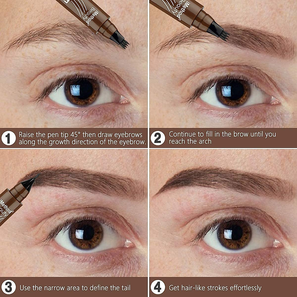 Eyebrow Pen - iMethod Upgrade Eyebrow TattooPen, Eyebrow Makeup, Long Lasting, Waterproof and Smudge-proof, Light Brown