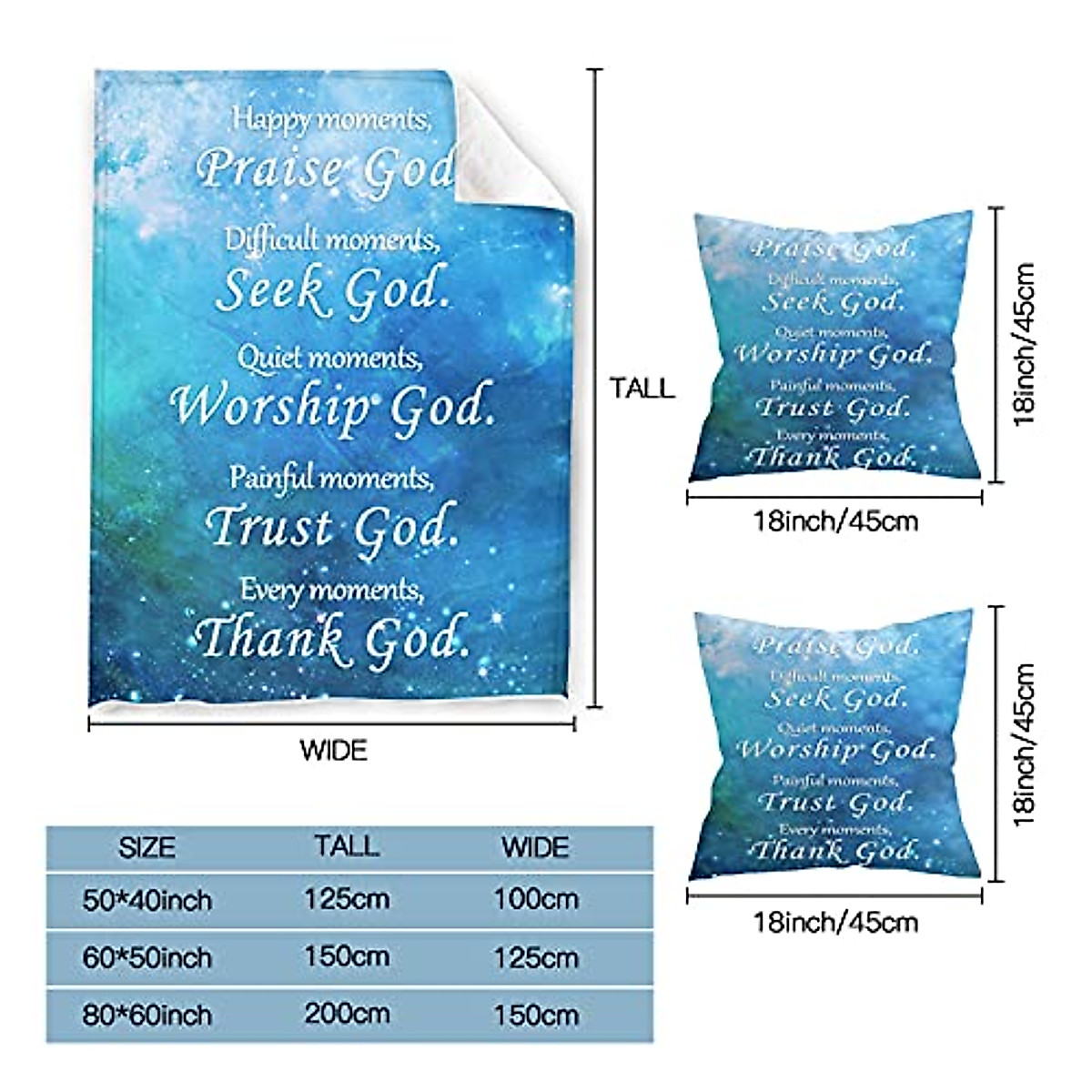 Religious Blanket Prayers Christian Gifts Soft Throw Blanket, Healing Throw Blanket with Inspirational Thoughts Bible Verse Blanket Perfect Caring Gift for Women & Men 60"x50"