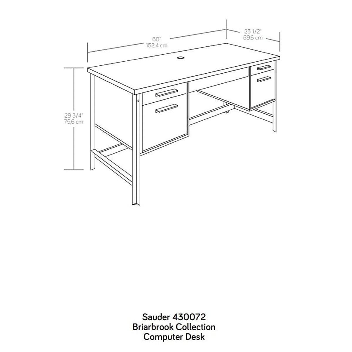 Sauder Briarbrook Engineered Wood and Metal Computer Desk in Barrel Oak