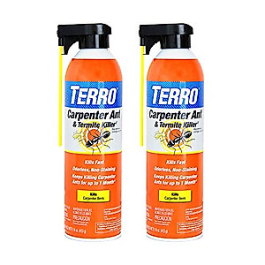 TERRO T1901SR Ready to Use Indoor and Outdoor Carpenter Ant, Termite, and Carpenter Bee Killer Aerosole Spray - 2 Pack 32 Total Ounces