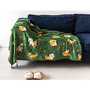 FUYU Shiba Inu Throw Blanket Puppy Cartoon Dog Warm Fuzzy Soft Blanket