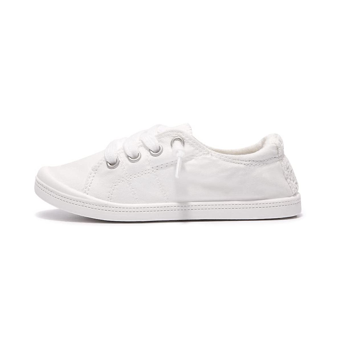 Boy and Girl Slip on Canvas Sneaker, Kids Low Top Casual Fashion Shoes, Comfy Lace up Walking Shoes (2, White, 2)