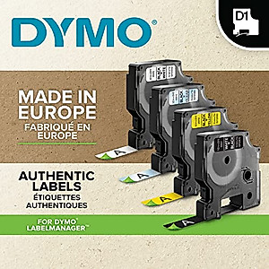 DYMO Authentic D1 Labels | Black Print on White | 12mm x 7m | Self-Adhesive Labels for LabelManager Label Printers | 10 Count