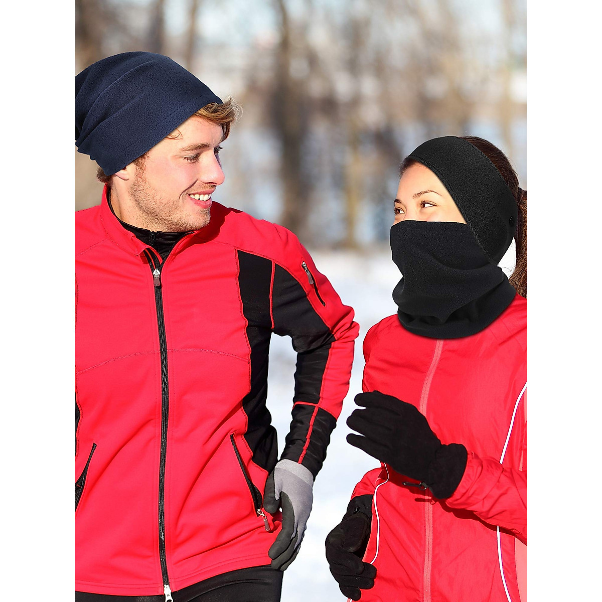 Syhood 6 Pieces Winter Fleece Ear Warmer Headband Ear Muffs Head Wraps with Winter Fleece Neck Warmers Gaiter for Outdoor Sport Activities