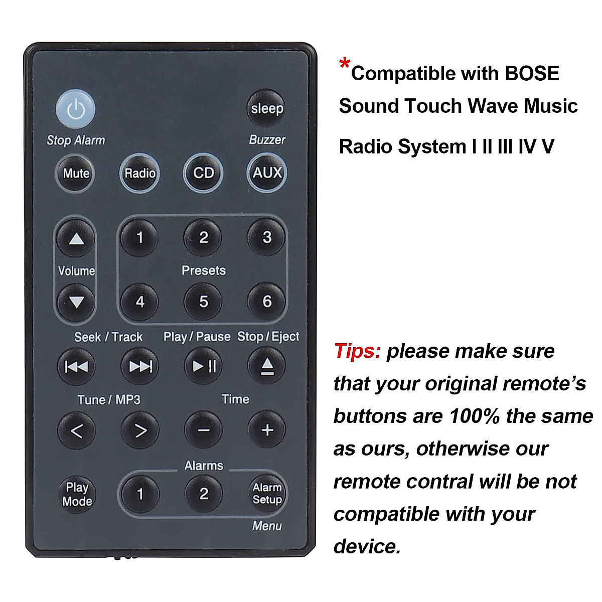 2 pcs New Universal Replacement Remote Control Compatible with Bose Remote Control, Compatible with Bose Sound Touch Wave Music Radio System I II III IV Generation AWRCC1 and AWRCC2 (NO Battery)