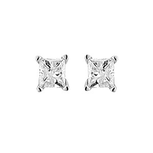 Beyond Brilliance Diamonds 1/4 Carat Princess Cut Natural Diamond Stud Earrings for Women |Push Back Sterling Silver Earring Fine Jewelry for Her, Gift Box Included