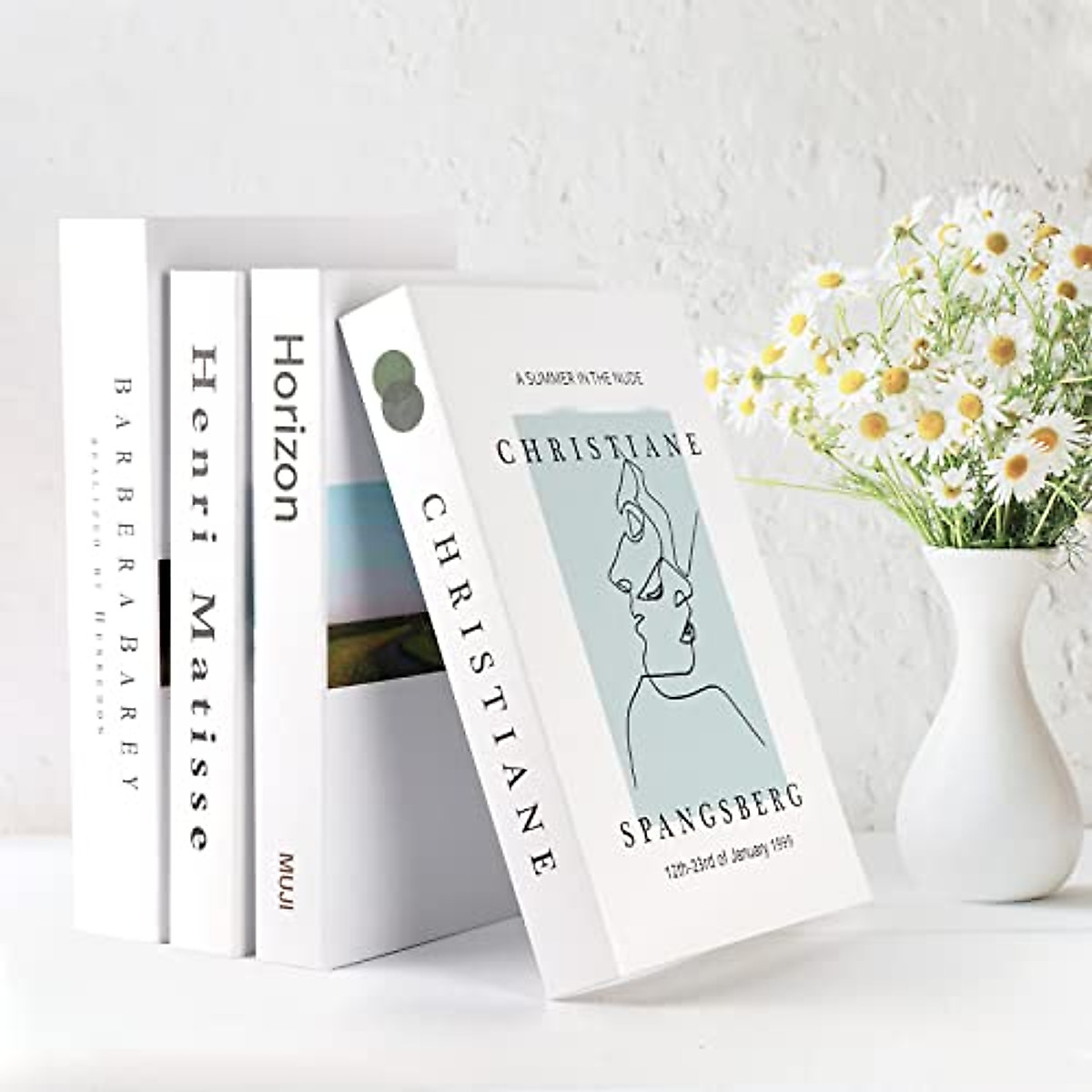 4 Pieces Faux Books for Decoration - Modern Fashion Decorative Books Set for Hardcover Home Decor, Fake Book Stacks Display for Office Bar Coffee Table Rustic Farmhouse Bookshelf