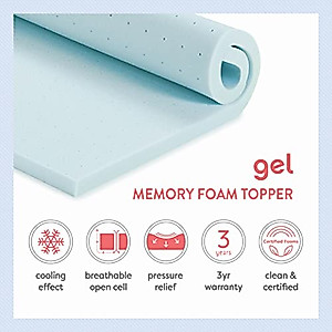 Best Price Mattress 1.5 Inch Ventilated Memory Foam Mattress Topper, Cooling Gel Infusion, CertiPUR-US Certified, Twin XL, Blue