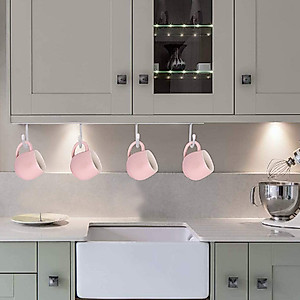 Tonxus Under Cabinet Coffee Mug Holder Rustic Cup Hook Iron Mug Storage Hanger Under Shelf Hanging Mug Organizer Rack for Mugs, Coffee Cups and Kitchen Utensils Display (Black)