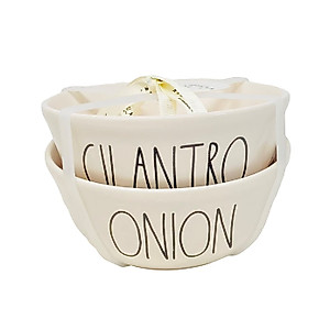 Rae Dunn CILANTRO and ONION Glossy Off White Extra Small Bowls