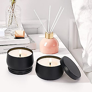 Beyoung Candle Tin Cans 24 Pieces, 8 oz Round Metal Candle Jars with Lids, Ideal for Candles Making/Arts & Crafts/Storage Gifts,Black