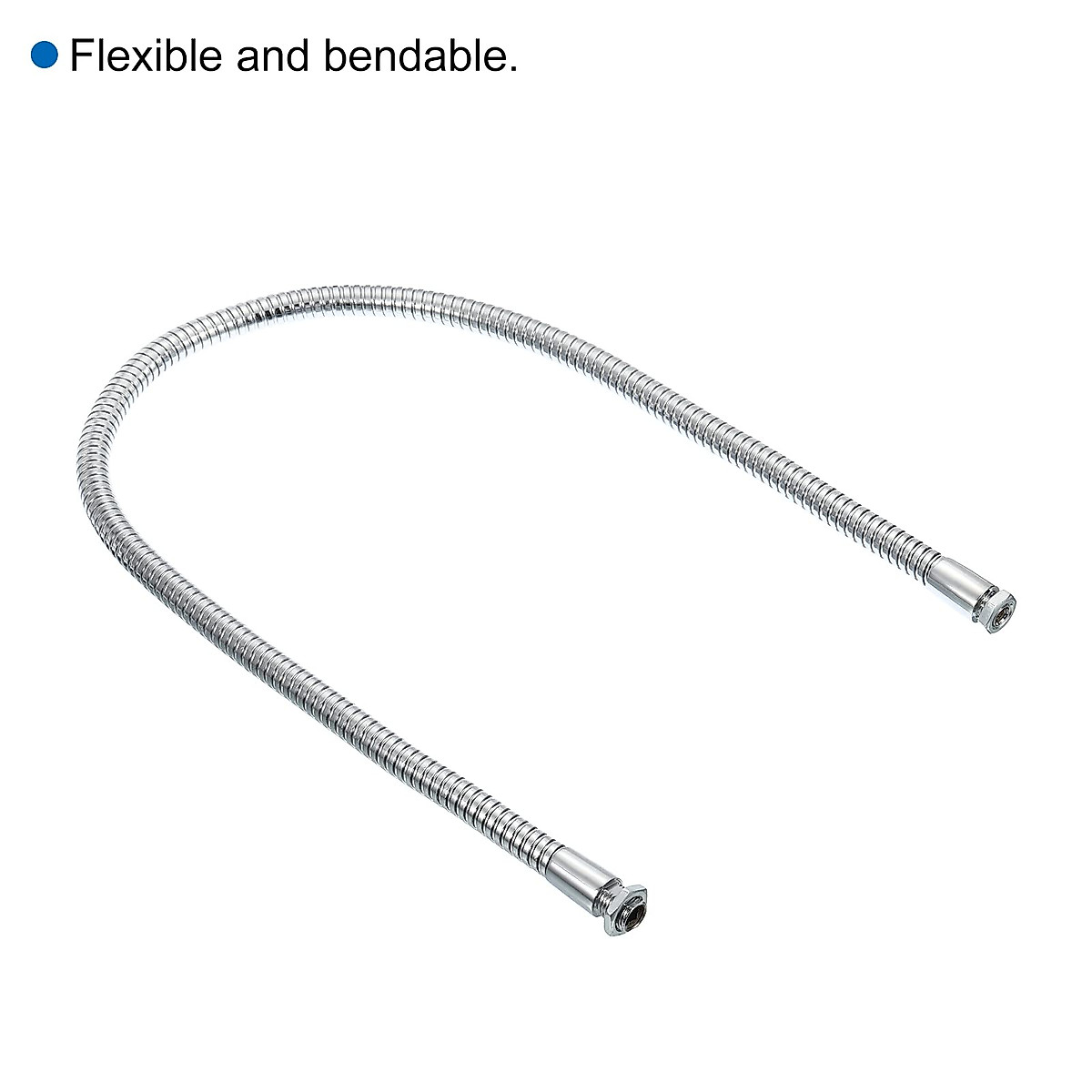 PATIKIL 23.6" Microphone Gooseneck, M10/M8 Fine Thread Metal Universal Hose Flexible Arm Gooseneck Tube Extension for Multifunction DIY, Silver Tone