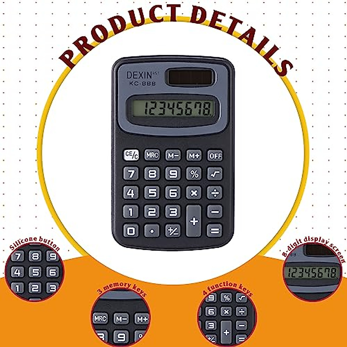 Zuhal 50 Pcs Mini Calculator Pocket Size Calculator Bulk, 4 Function Calculator Small Battery Powered 8 Digit Display Basic Calculator with Button Battery for Office Home School Teacher Students