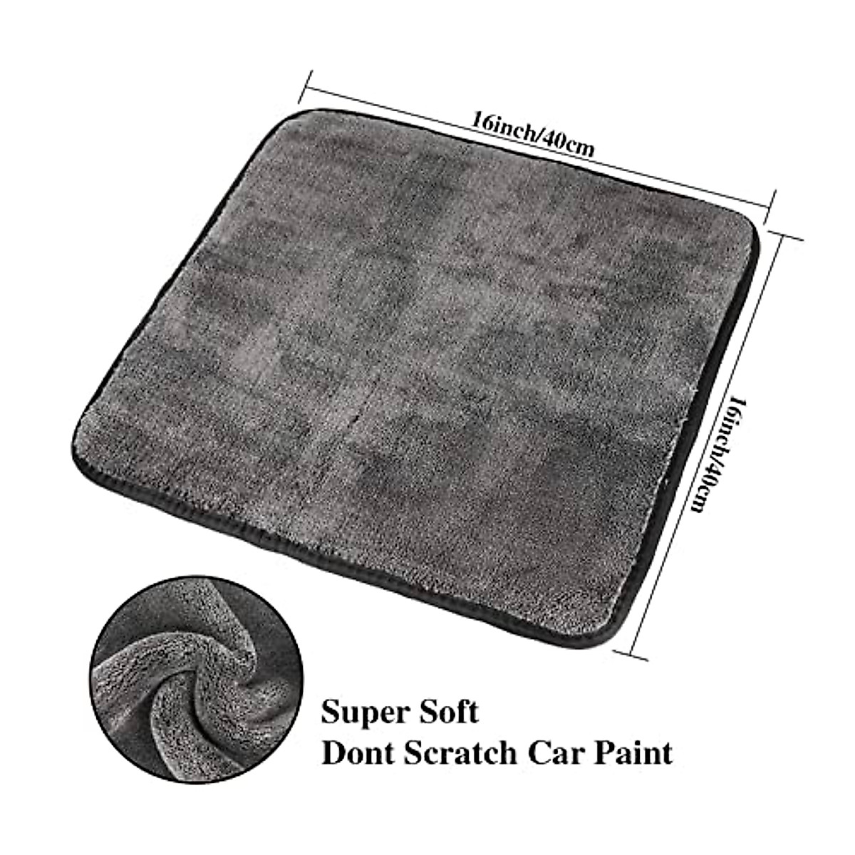 Atlas Connect 1200 GSM Ultra Thick Microfiber Towels for Cars, Soft Car Drying Towel for Washing, Polishing and Auto Detailing 16'' x 16'' (3 Pack)