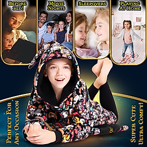 Harry Potter Oversized Hoodie Blanket for Kids, Gifts for Girls Boys (Multicolor)