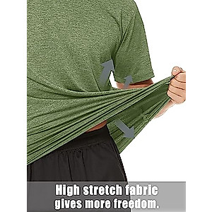 TACVASEN Men's Workout T Shirts Athletic Fit Shirts Gym T Shirts Dry Fit Shirts Running Shirts Active Tees Shirts Summer Fitness Shirts for Men Green
