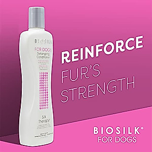 BioSilk for Dogs Silk Therapy Detangling Conditioner | Sulfate and Paraben Free Matted Hair Dog Detangler Conditioner for All Adult Dogs, 12 Fl Oz Made in The USA