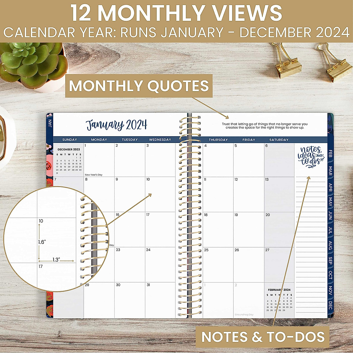 bloom daily planners 2024 Pocket Planner - 4” x 6” - (January 2024 - December 2024) - MINI Weekly/Monthly Agenda Organizer & Calendar Book - Poppy Meadow