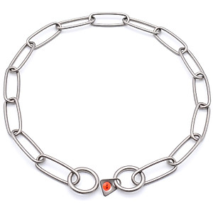 Herm Sprenger - Matt Stainless Steel Scratch Resistant Long Link Fur Saver Dog Collar - Professional Training Collar - Made in Germany (21 inches (53 cm))