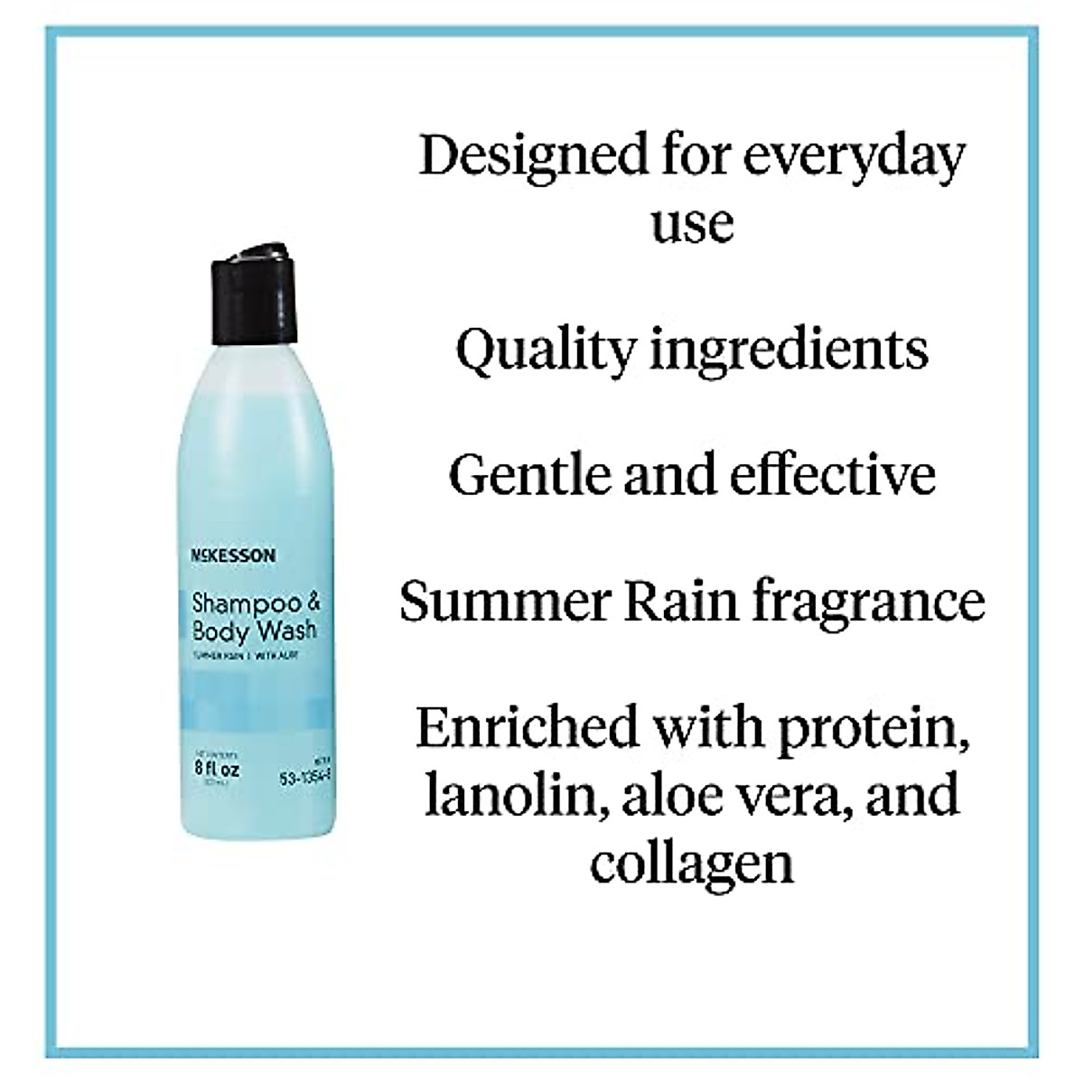 McKesson Body Wash and Shampoo with Aloe, Sumer Rain Scent, 8 oz, 1 Count