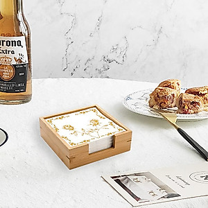 Bamboo Napkin Holder Square, 7.5" x 7.5" x 2.5", Wood Napkin Tray, Wooden Guest Towel Holder for Kitchen Table Countertop