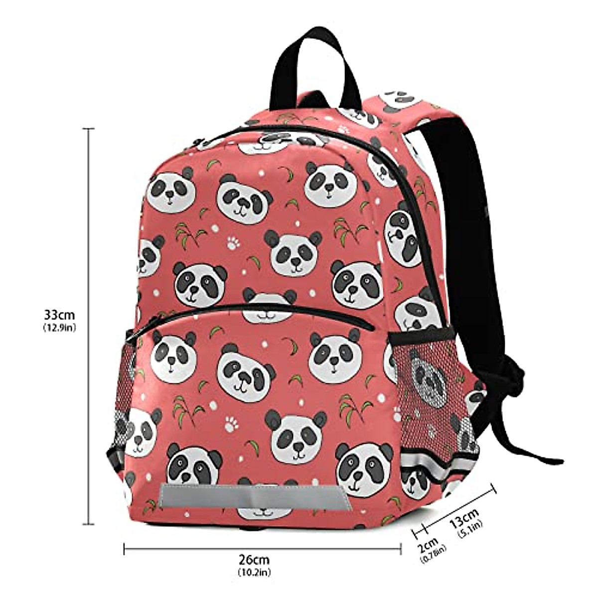 ALAZA Cute Panda Animals Doodle Paw Print Kids Toddler Backpack Purse for Girls Boys Kindergarten Preschool School Bag w/ Chest Clip Leash Reflective Strip