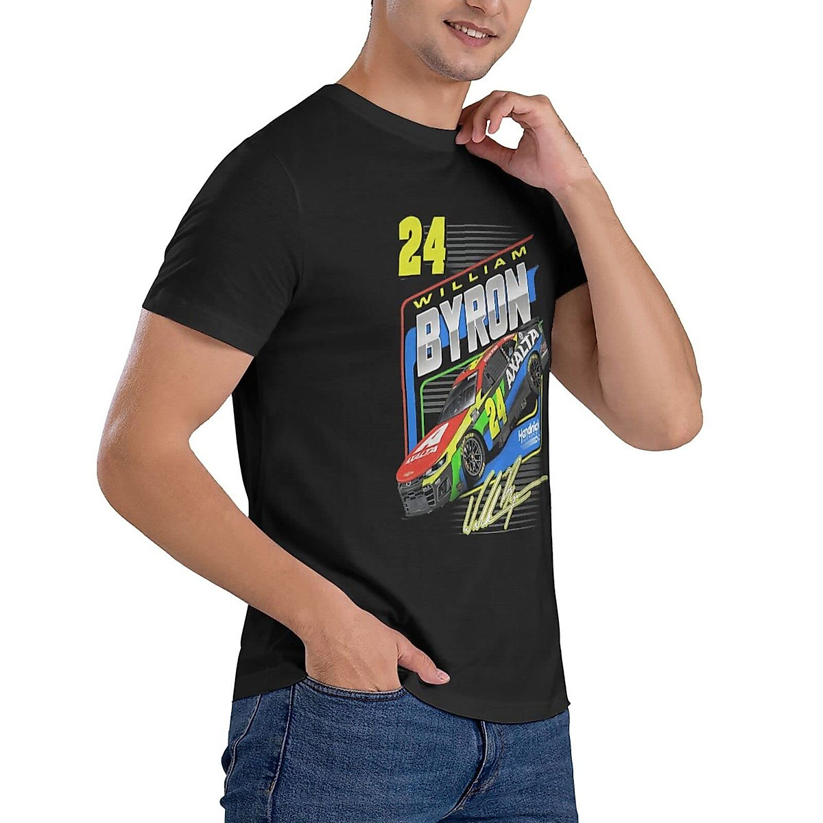 William Byron 24 Men's T-Shirt Crewneck T-Shirt Printing Performance Classic Short Sleeve Black