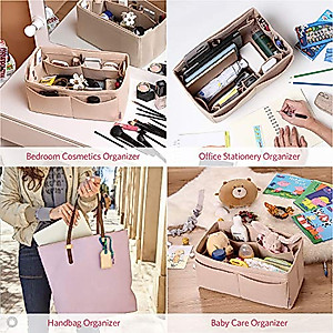 ZTUJO Felt Purse Organizer, Multi Pocket Bag in Bag Organizer For Tote & Handbag Shaper, Speedy 30, Speedy 35 and Speedy 40, Large, Beige