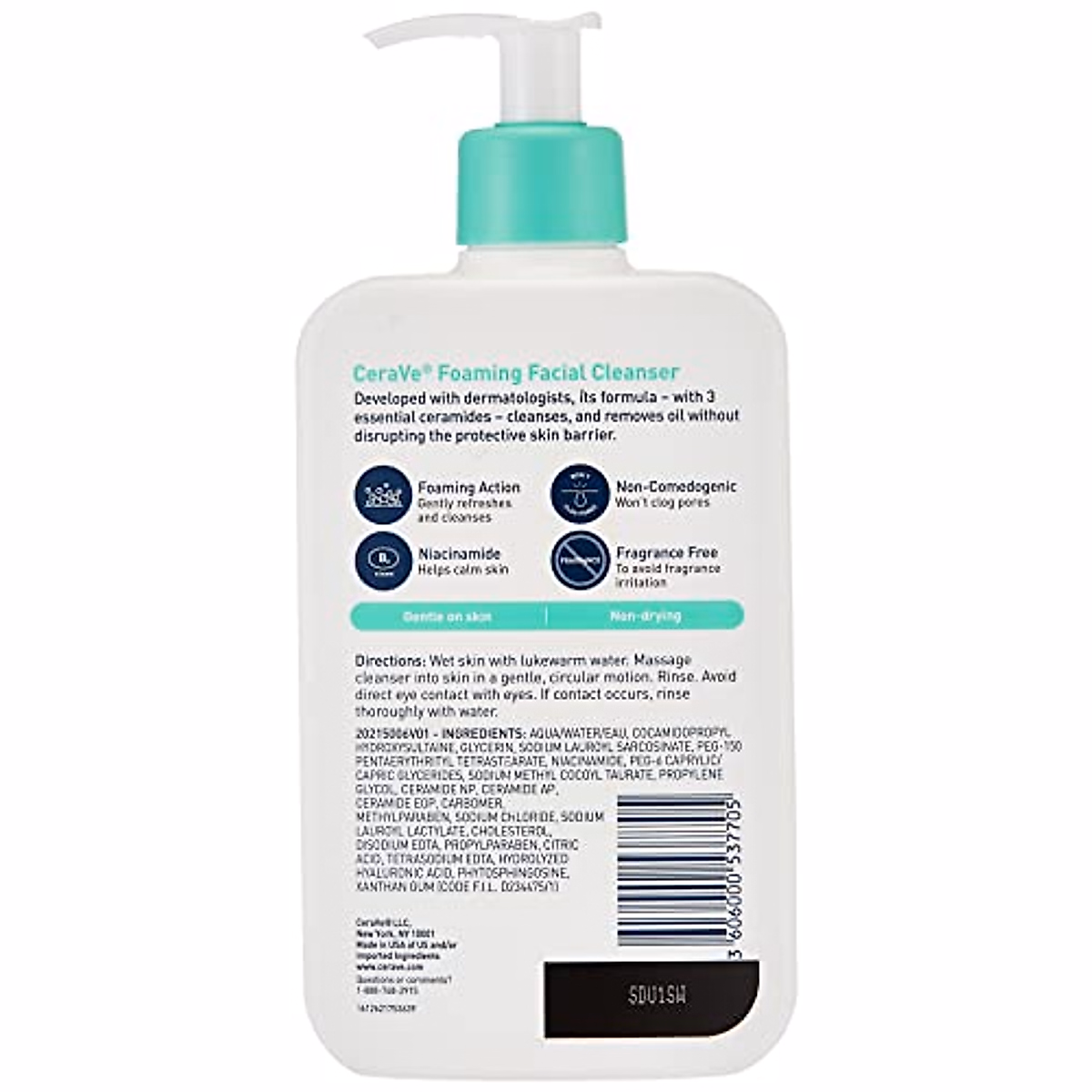 CeraVe Foaming Facial Cleanser | Daily Face Wash for Oily Skin with Hyaluronic Acid, Ceramides, and Niacinamide| Fragrance Free Paraben Free | 16 Fluid Ounce