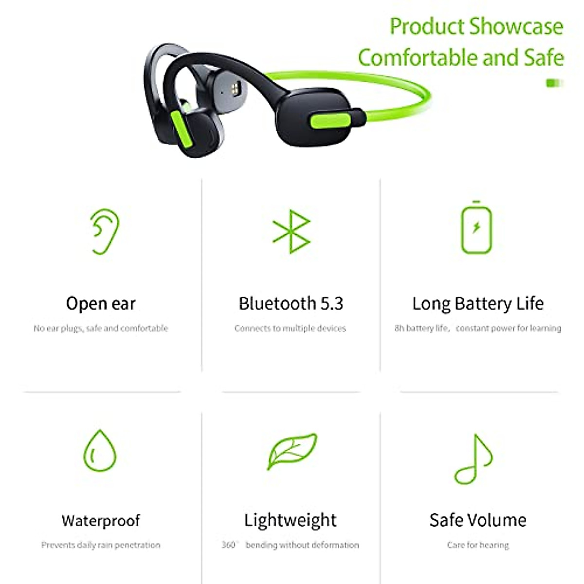 FOLEY Kids Headphones Wireless Earbuds for Youth Small Ears Open Ear Headphones Bluetooth 5.3 8H Playtime Build-in 8GB Memory Card with MP3 Player Ultralight Durable Comfortable for Learning/Sports