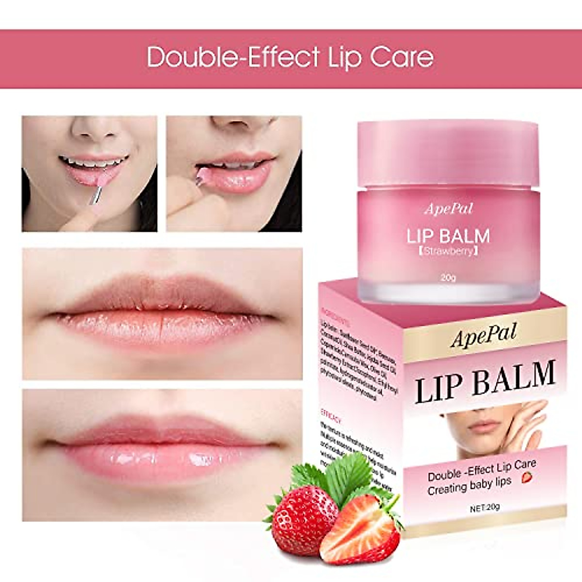 Strawberry Mask for Lip, Moisture & Collagen Booster Lip Sleeping Mask , Treatment to Restore, Hydrate & Plump Dry, Chapped Lips , Strawberry Mask for All Lip Types Women