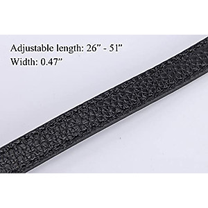 VanEnjoy Full Grain Leather Adjustable Replacement Strap Cross Body Bag Purse, 26-51 inch Gold Hardware 1.2 CM Width (Black-Gold Buckles)